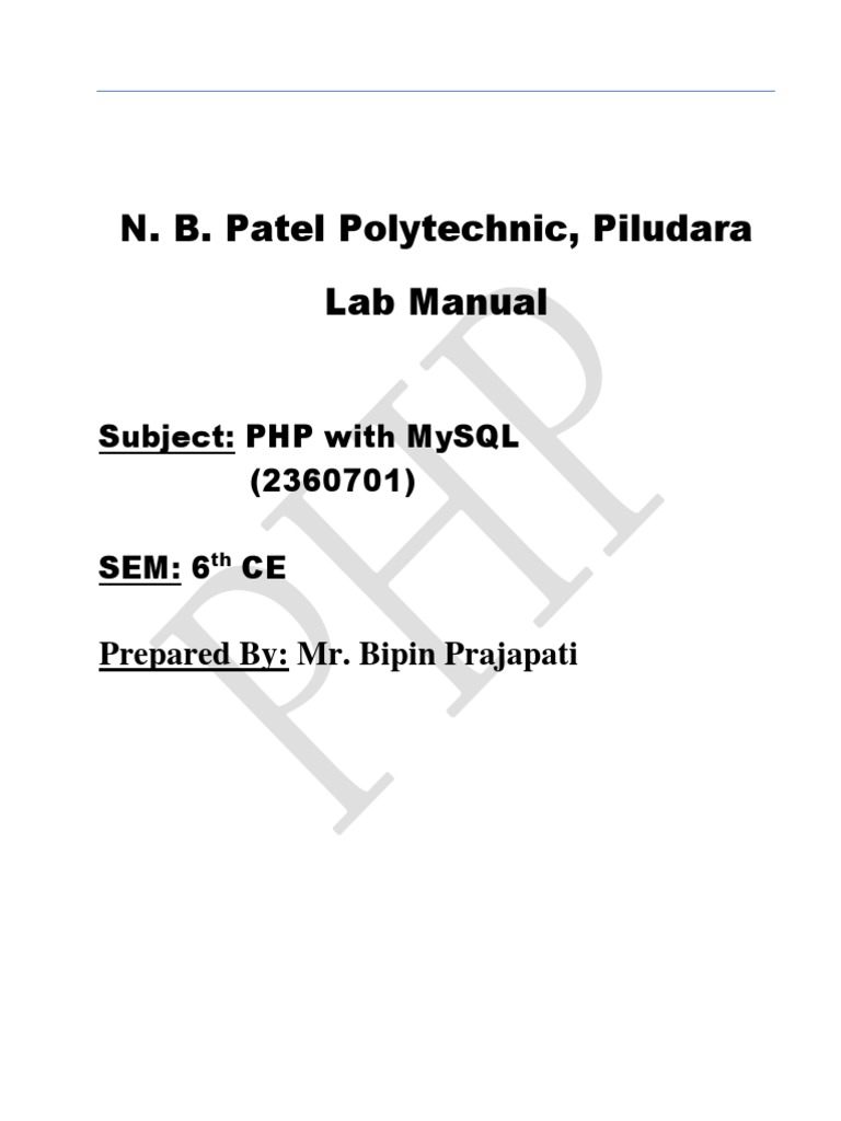 PHP Lab Manual | PDF | Php | Boolean Data Type PHP Lab Manual | PDF | Php | Boolean Data Type