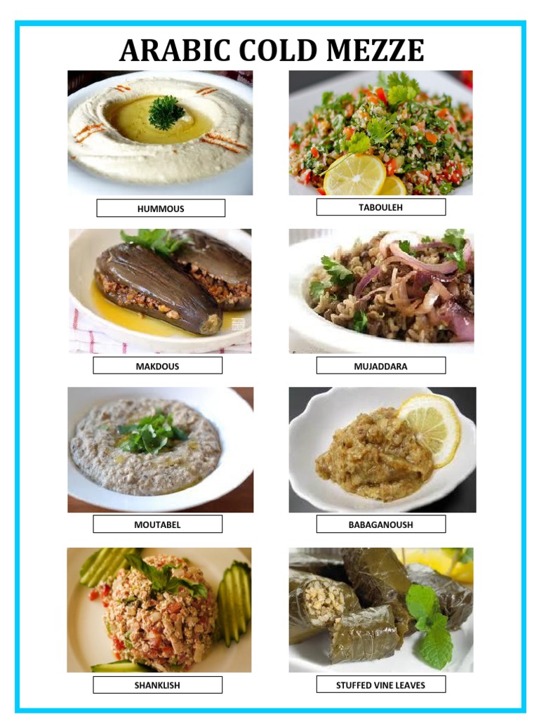 Arabic Cold Mezze: Hummous Tabouleh | PDF