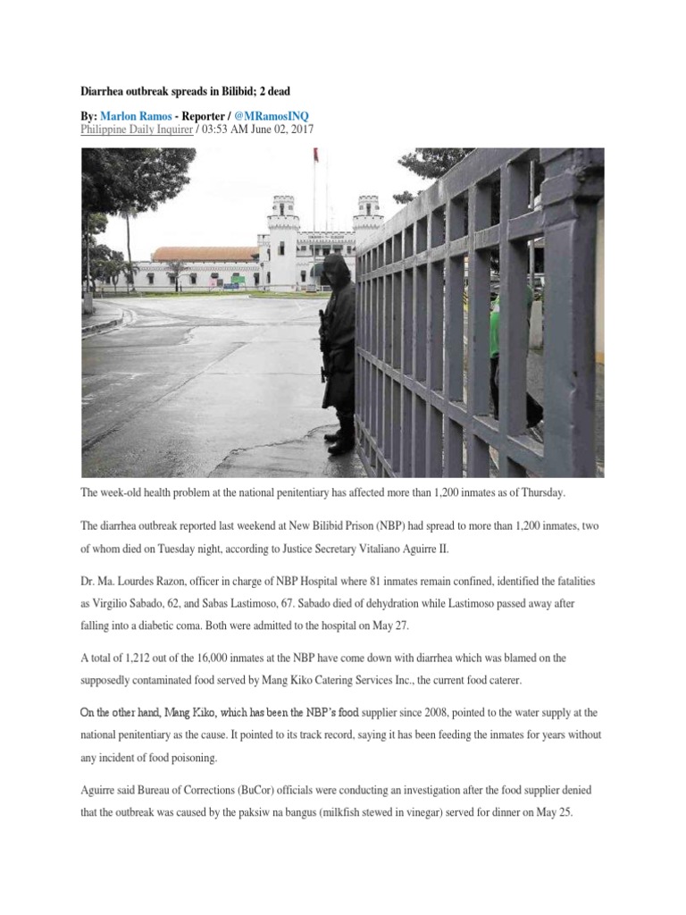 Diarrhea Outbreak Spreads in Bilibid | PDF | Government