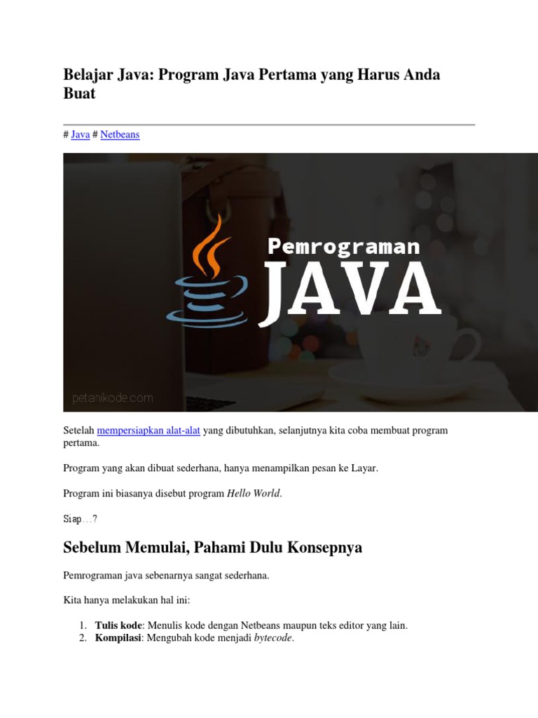 Tutorial Java #02 Membuat Program Java Pertama | PDF
