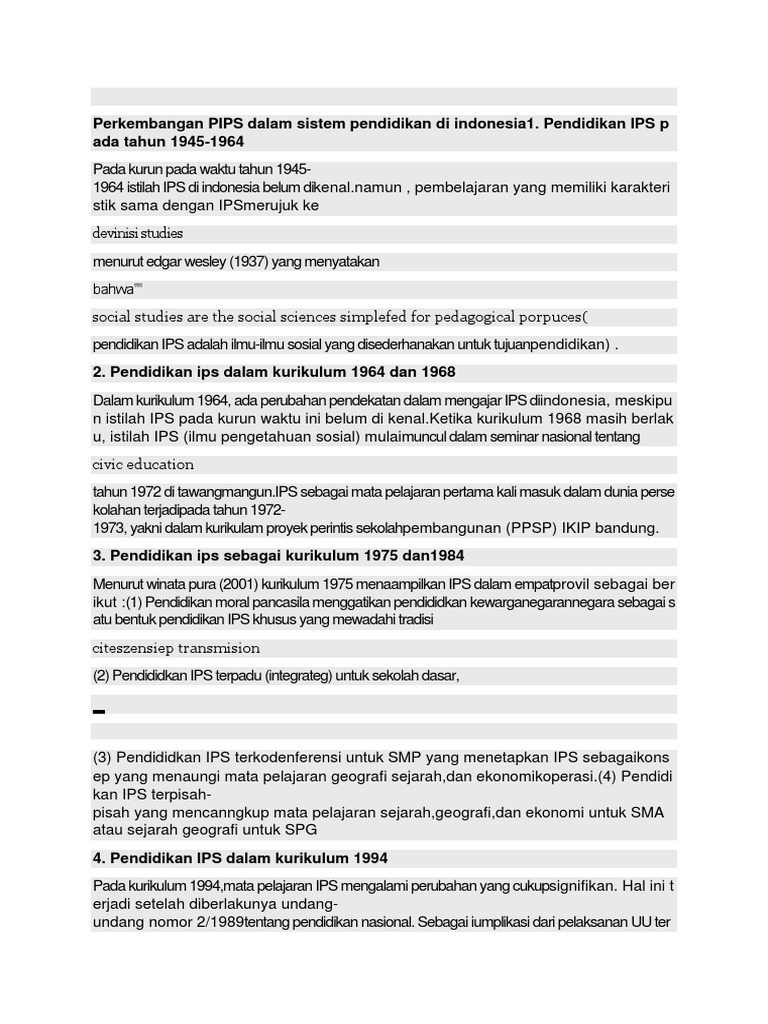 Sejarah dan Dimensi Pendidikan IPS di Indonesia | PDF | Ilmu Sosial ...