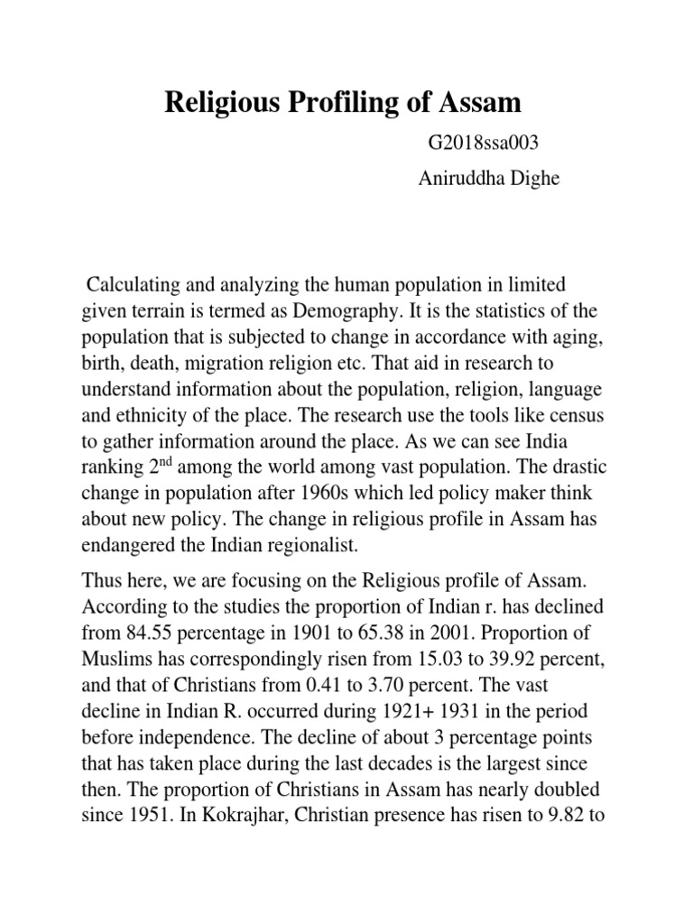 Religious Profiling of Assam | PDF | Demography | Percentage
