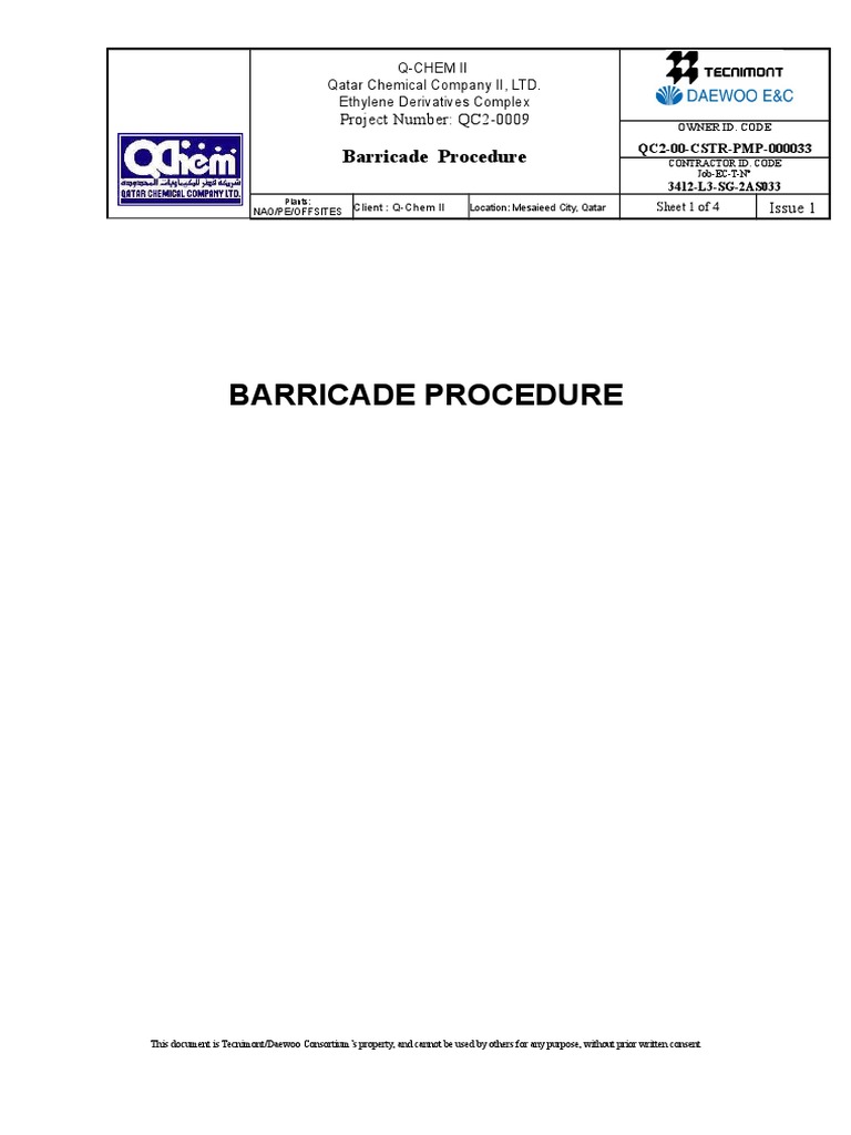 Barricade Procedure | PDF | Hazards | Road
