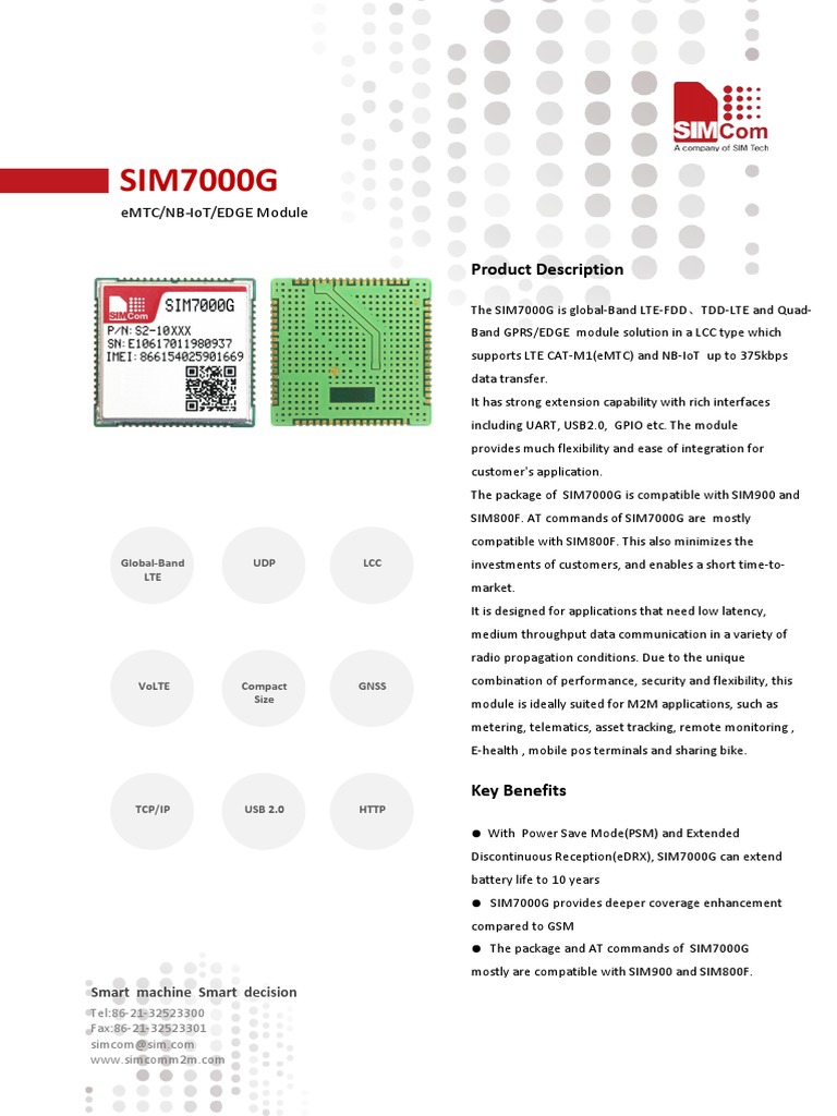 Sim7000G: Emtc/Nb-Iot/Edge Module | PDF | General Packet Radio Service ...