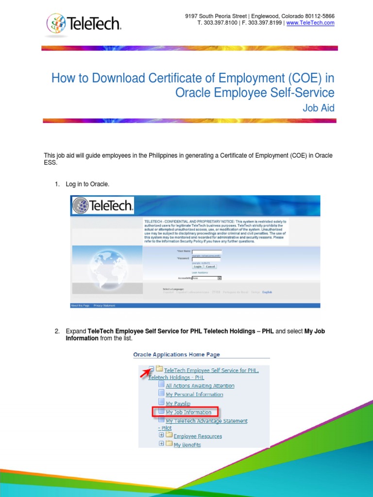 How To Download Certificate of Employment (COE) in Oracle Employee Self ...