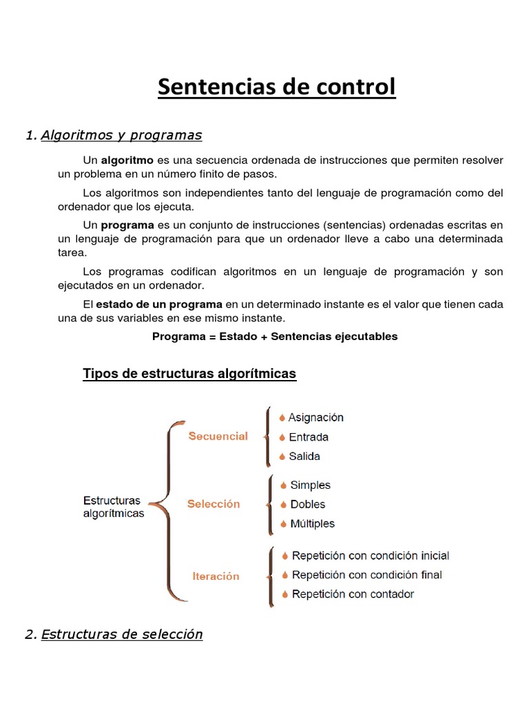 Tema 3 Sentencias de Control | PDF | Algoritmos | Programa de computadora