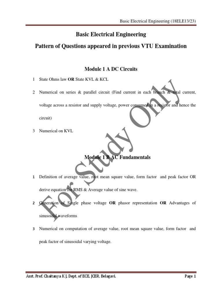 Basic Electrical Engineering | PDF | Root Mean Square | Transformer