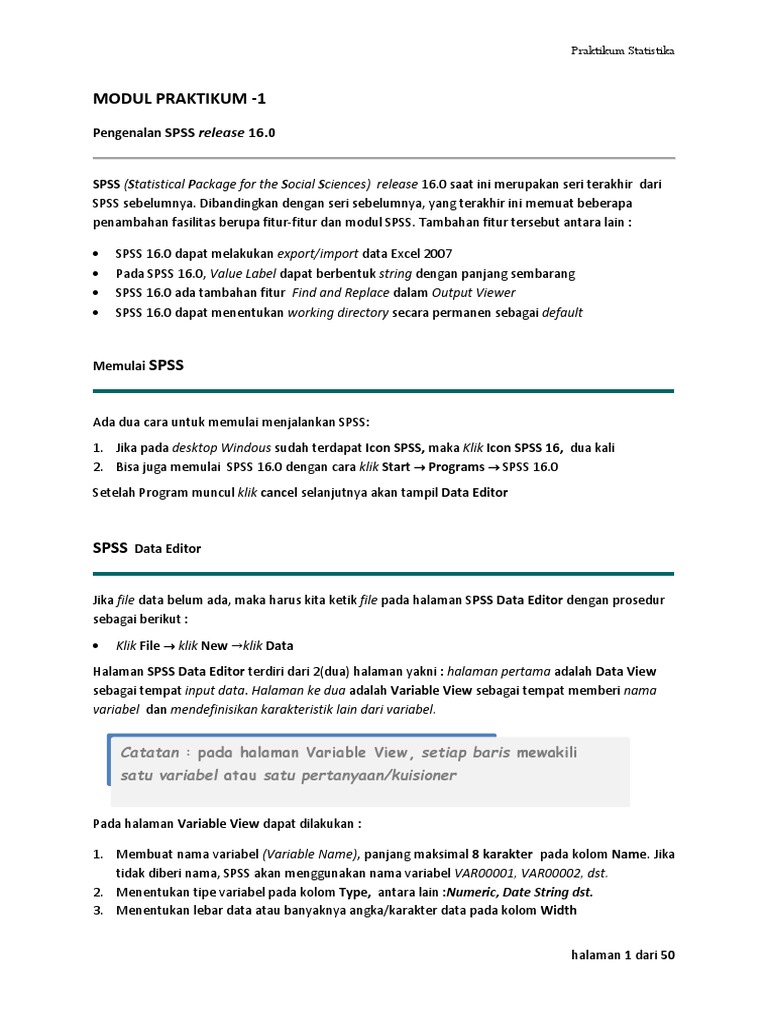 Modul Praktikum - Spss | PDF