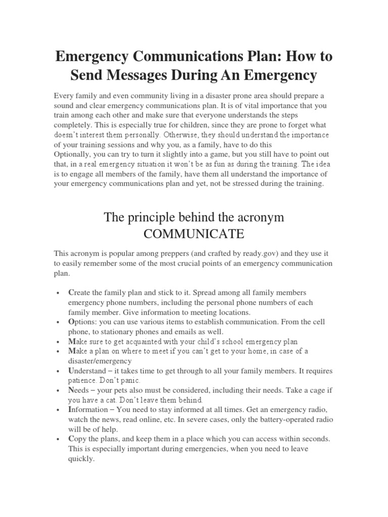 Emergency Communications Plan | Download Free PDF | Telecommunication ...