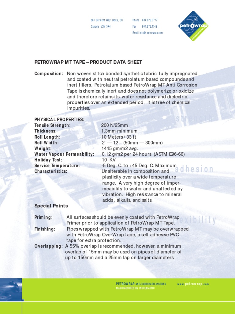 Anti-Corrosion Tape Specs | PDF | Corrosion | Polyvinyl Chloride