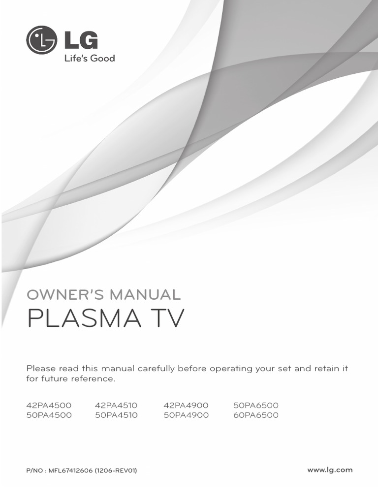 Plasma TV: Owner'S Manual | PDF | Hdmi | Computer Monitor