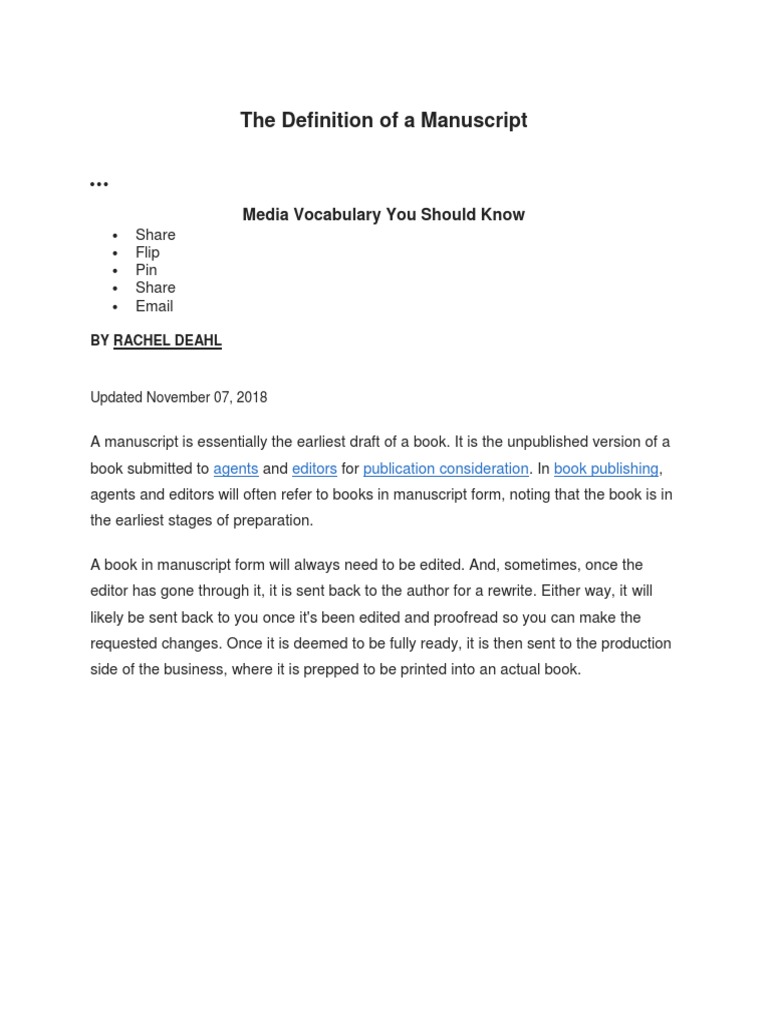 The Definition of A Manuscript: Media Vocabulary You Should Know | PDF