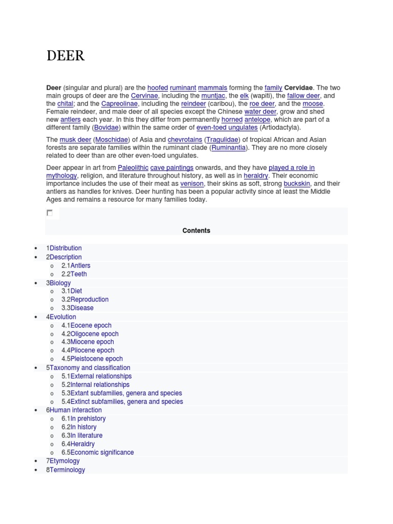Deer Biology and Characteristics | PDF | Deer | Even Toed Ungulates