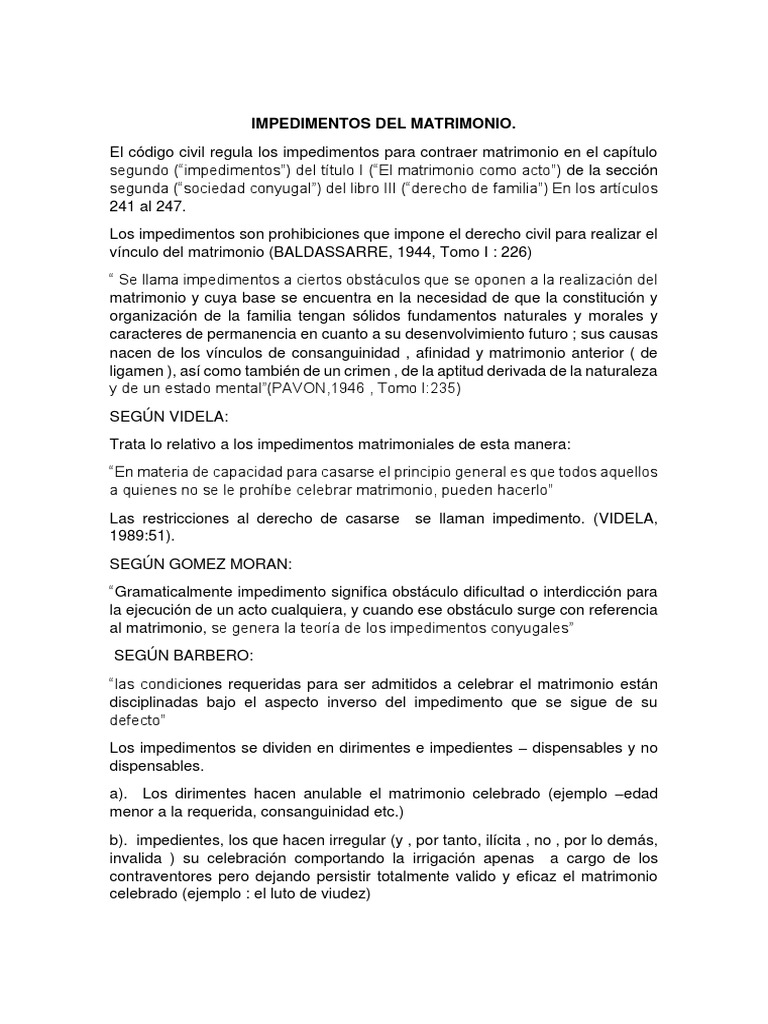 Impedimentos para Contraer Matrimonio | PDF | Matrimonio | Familia