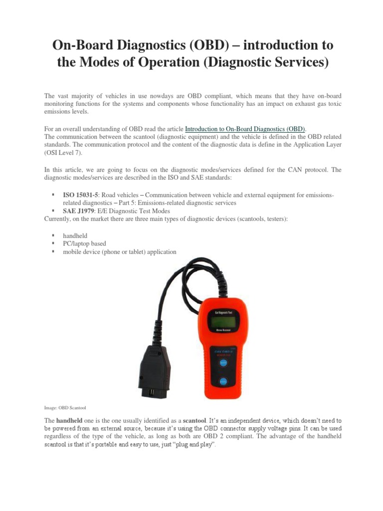 OBD Modes of Operation (Diagnostic Services) | Download Free PDF ...