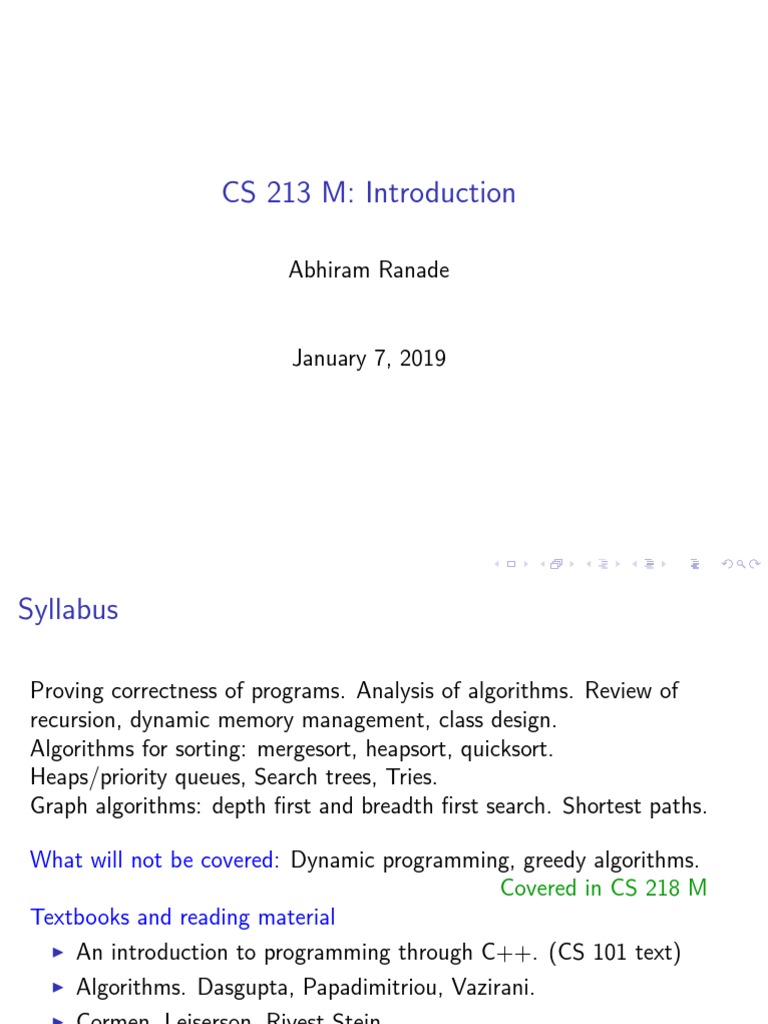 CS 213 M: Introduction: Abhiram Ranade | PDF | Control Flow | Mathematical Proof