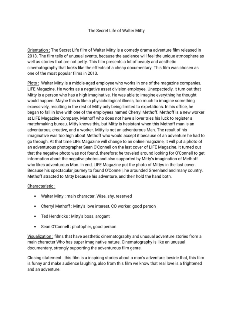 The Secret Life of Walter Mitty | PDF | Social Science | Mystery ...