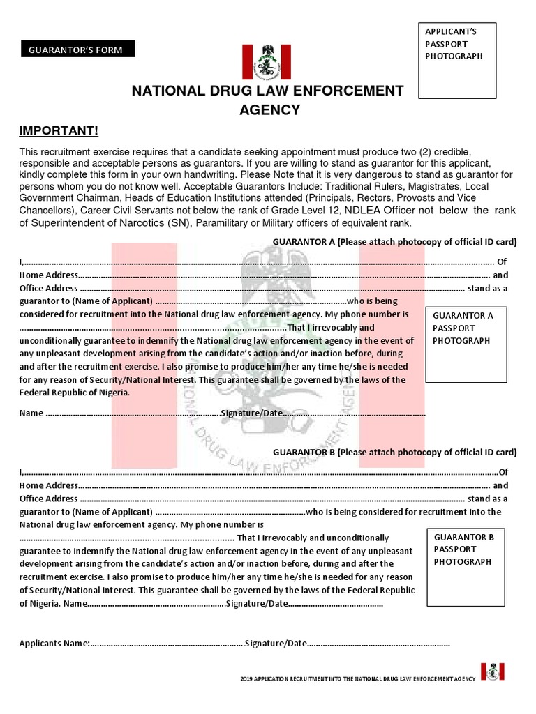 Ndlea App Form PDF | PDF | Identity Document | Guarantee