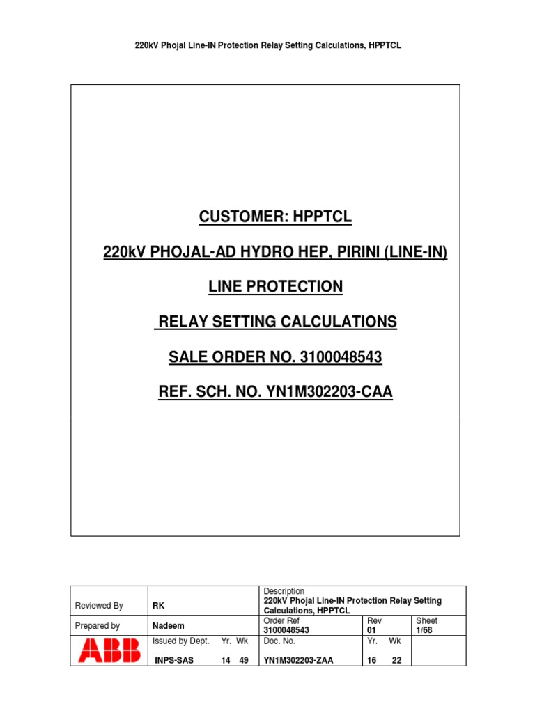 Relay Setting Phojal Substation | PDF | Relay | Electrical Impedance