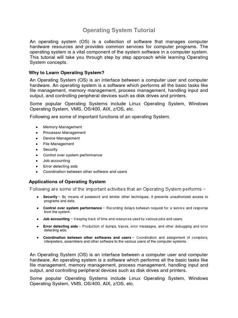 Operating System Tutorial | PDF | Thread (Computing) | Scheduling (Computing)
