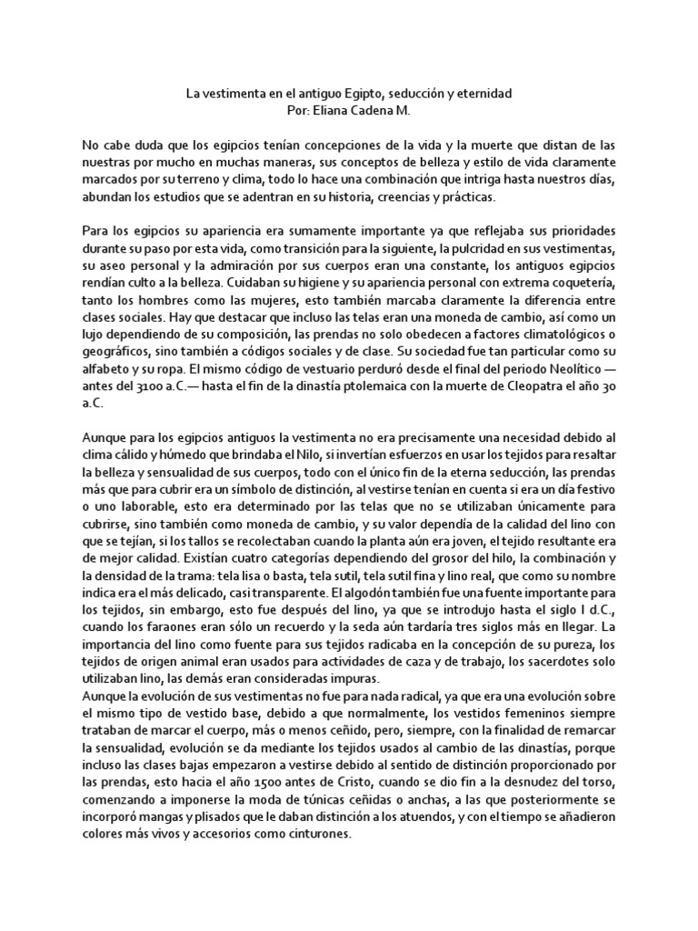 La Vestimenta en El Antiguo Egipto | PDF | Antiguo Egipto | Ropa