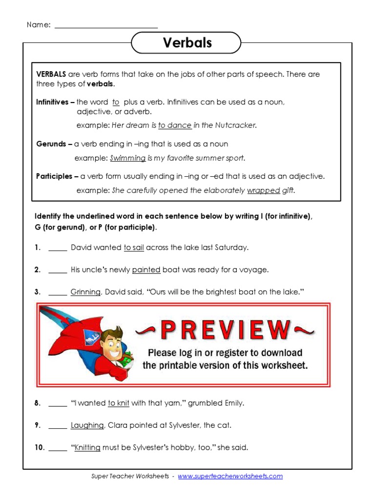 Verbals: Name | Download Free PDF | Verb | Part Of Speech