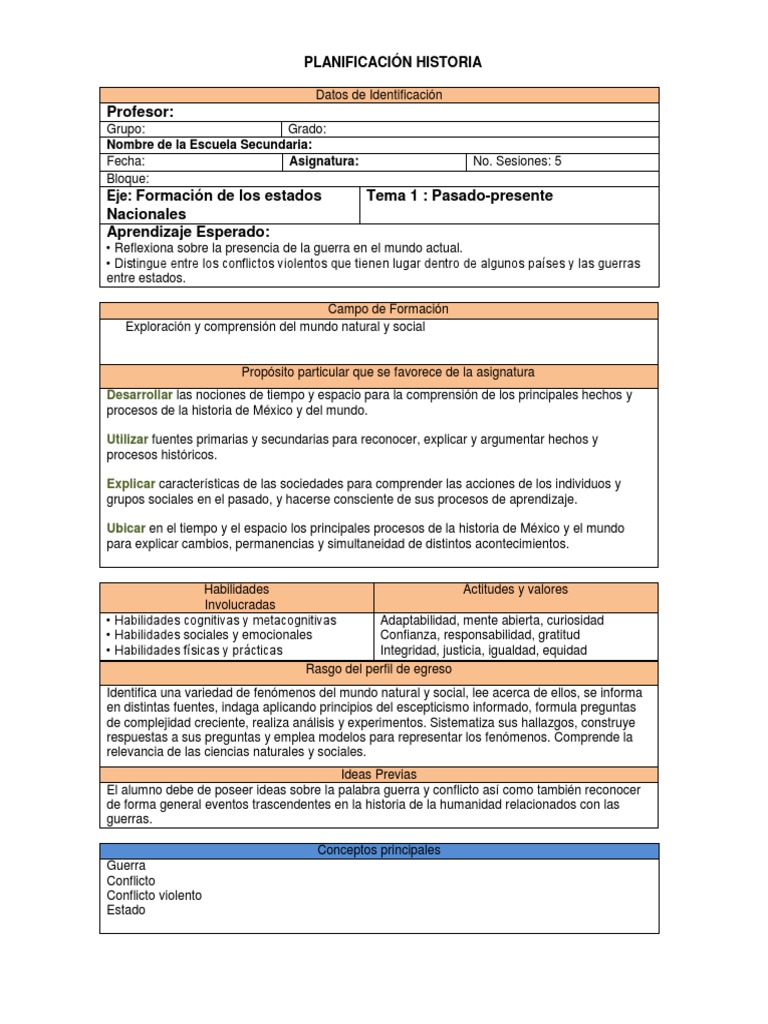 Planificación de Historia Escolar | PDF | Evaluación | Aprendizaje