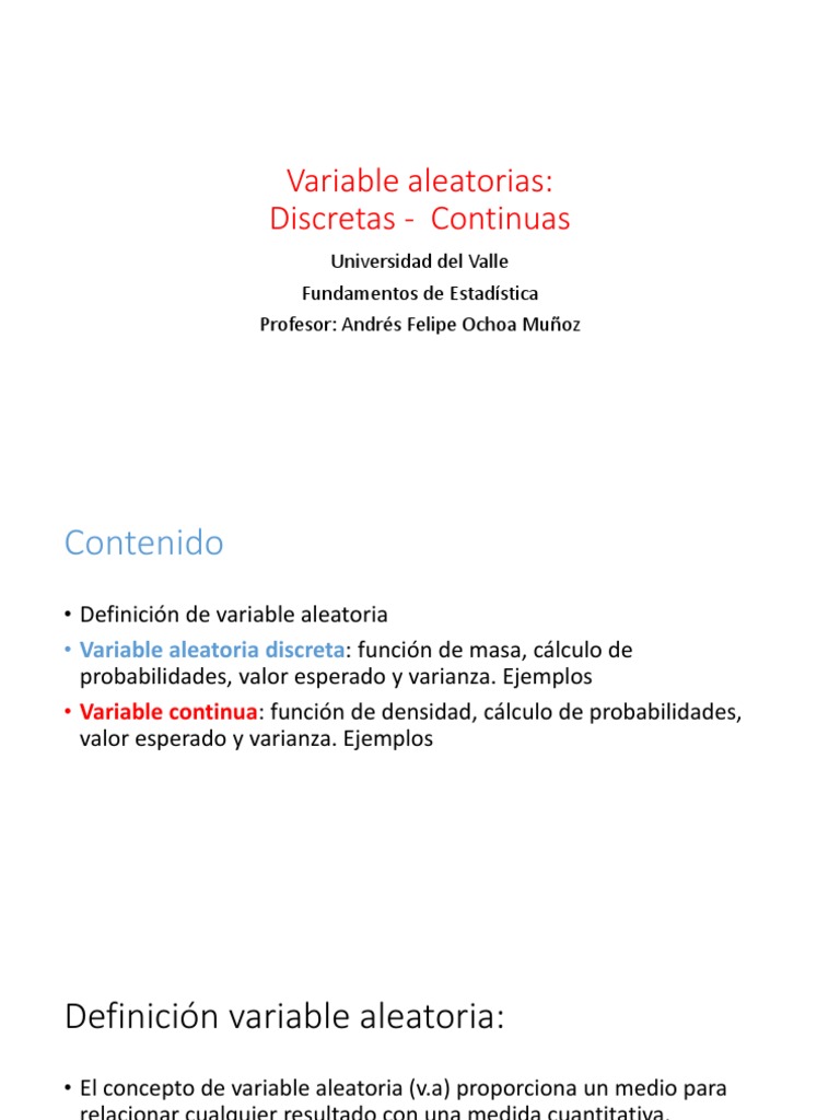 CLase 5 - Variable Aleatorias - Discreta - Continua | PDF | Variable aleatoria | Diferencia