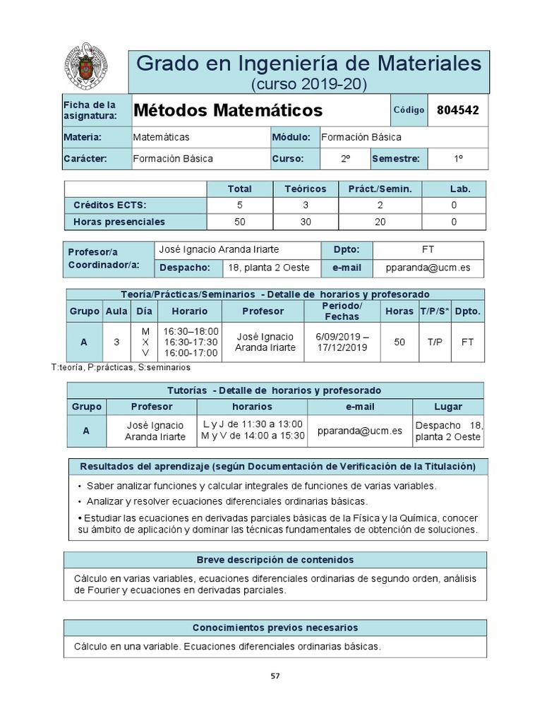 Métodos Matematicos | PDF | Ecuaciones diferenciales | Ecuación ...