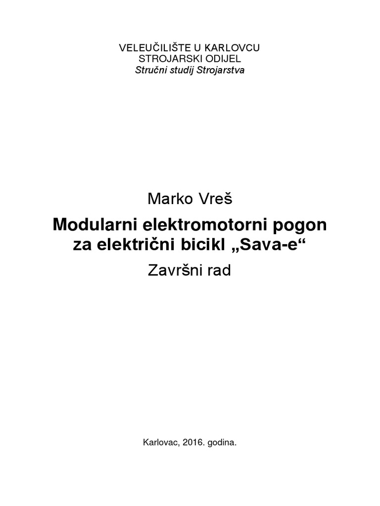 Modularni Elektromotorni Pogon Za Električni Bicikl | PDF