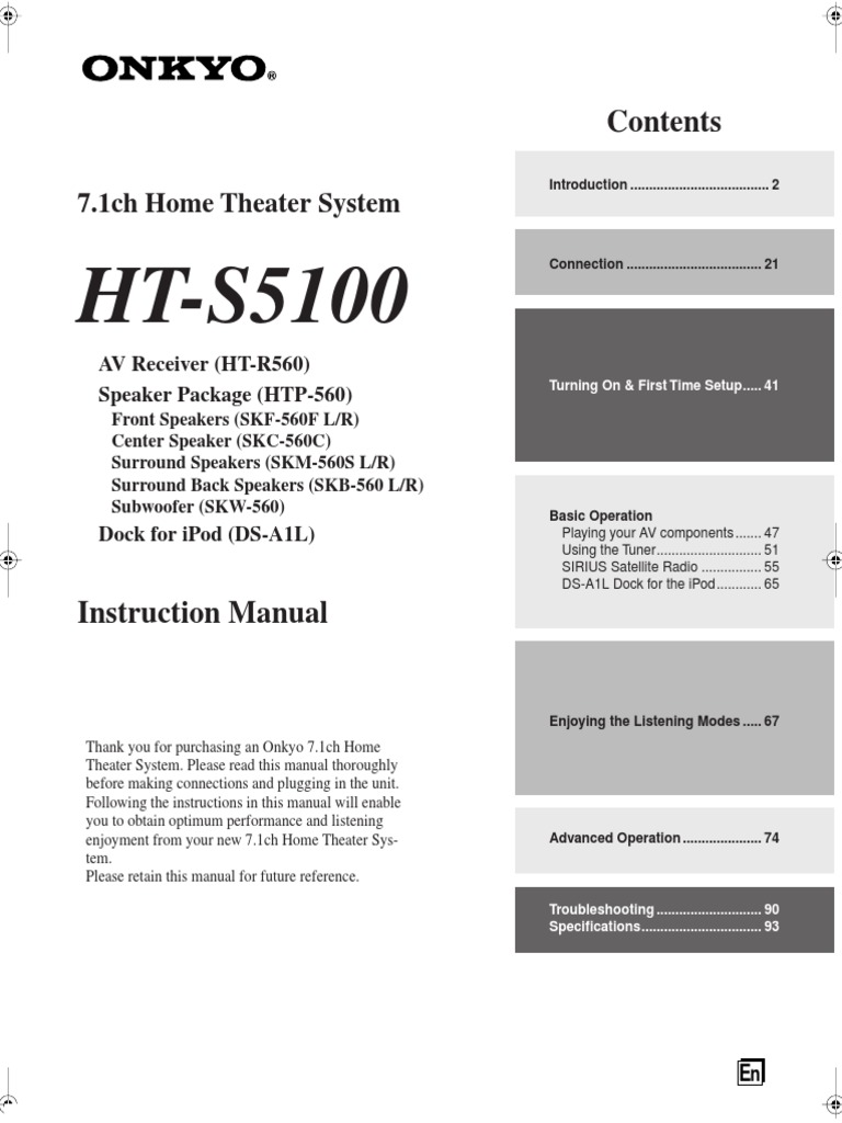Hfe Onkyo Ht-r560 en | PDF | Loudspeaker | Digital Video Recorder