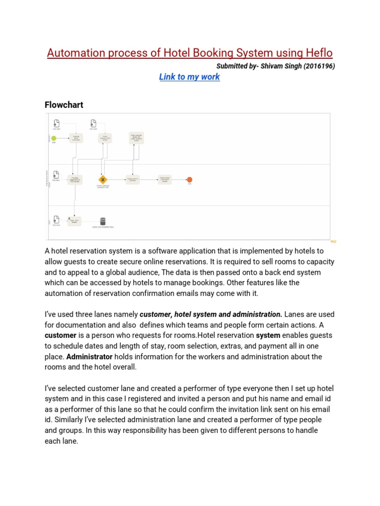 Automation Process of Hotel Booking System Using Heflo: Flowchart | PDF ...