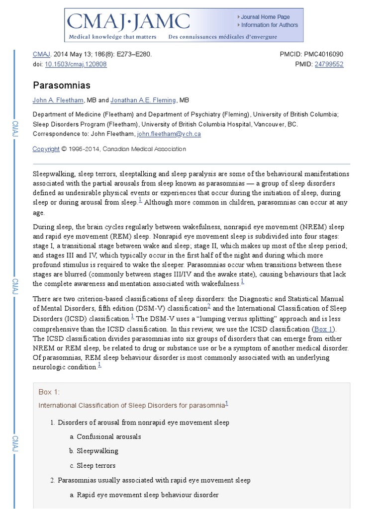 Parasomnia | PDF | Sleep | Rapid Eye Movement Sleep