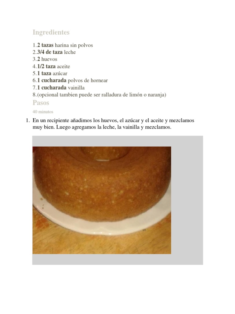 Queque Basico | PDF | Cocina, comidas y vino