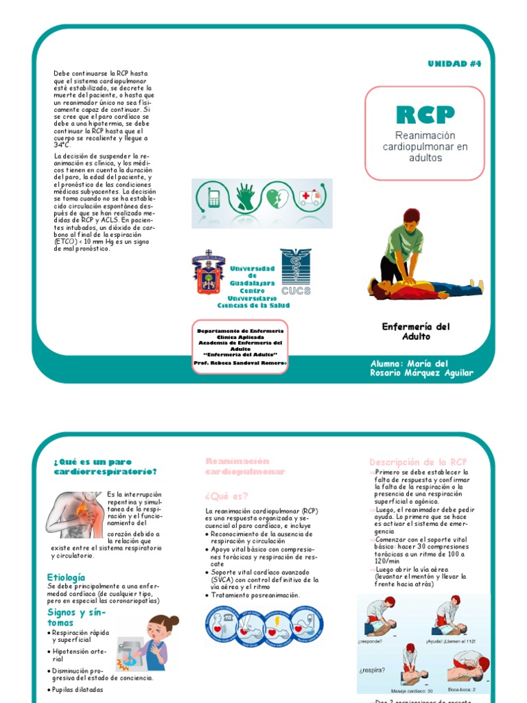 Triptico RCP Adulto | Reanimación cardiopulmonar | Paro cardíaco