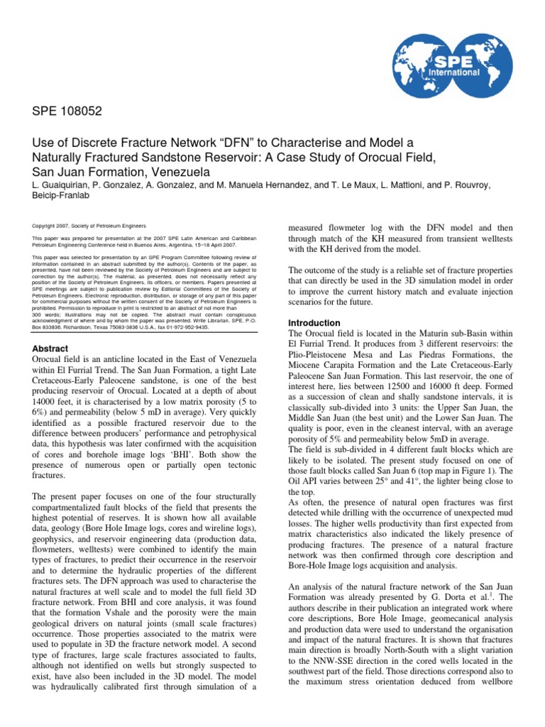 Use A Discrete Fracture Network DFN To Chracterise and Model A ...