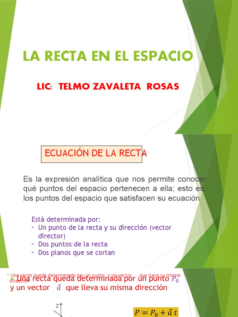 Ecuaciones y Propiedades de Rectas en el Espacio | PDF | Línea ...