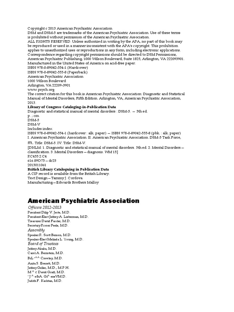 American Psychiatric Association: Library of Congress Cataloging-in ...