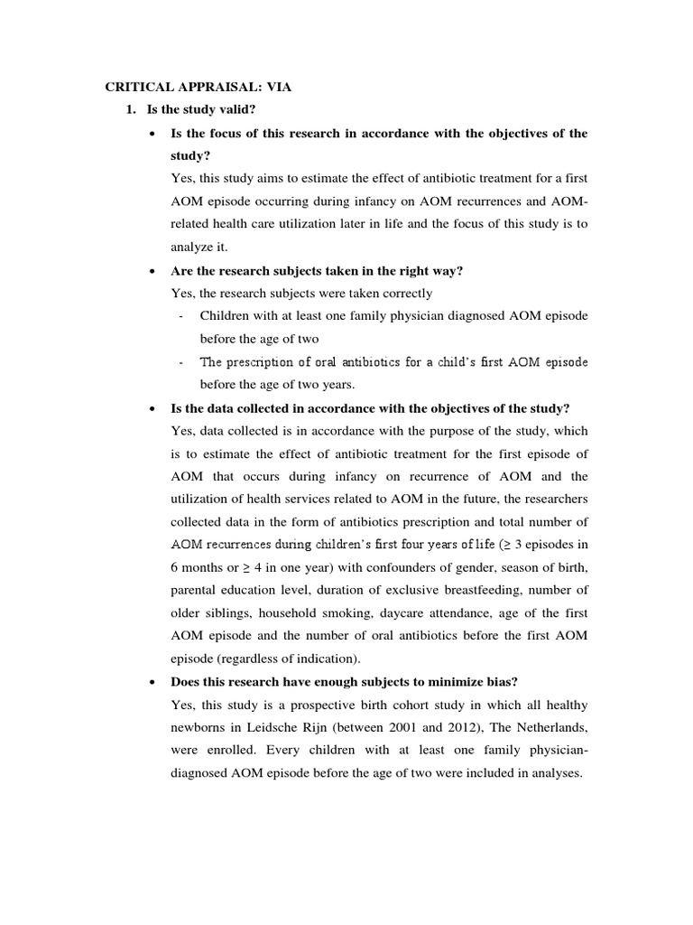Critical Appraisal Via Jurding | PDF | Infection | Biofilm