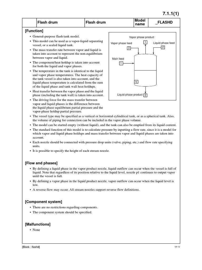 Model Name - Flashd Flash Drum Flash Drum (Function) : Vapor Phase ...