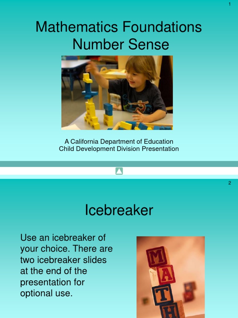 Mathematics Foundations Number Sense: A California Department of ...