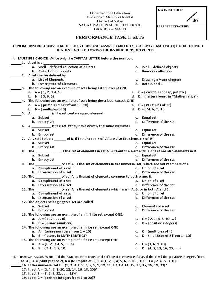 7 - Sets | PDF | Set (Mathematics) | Numbers