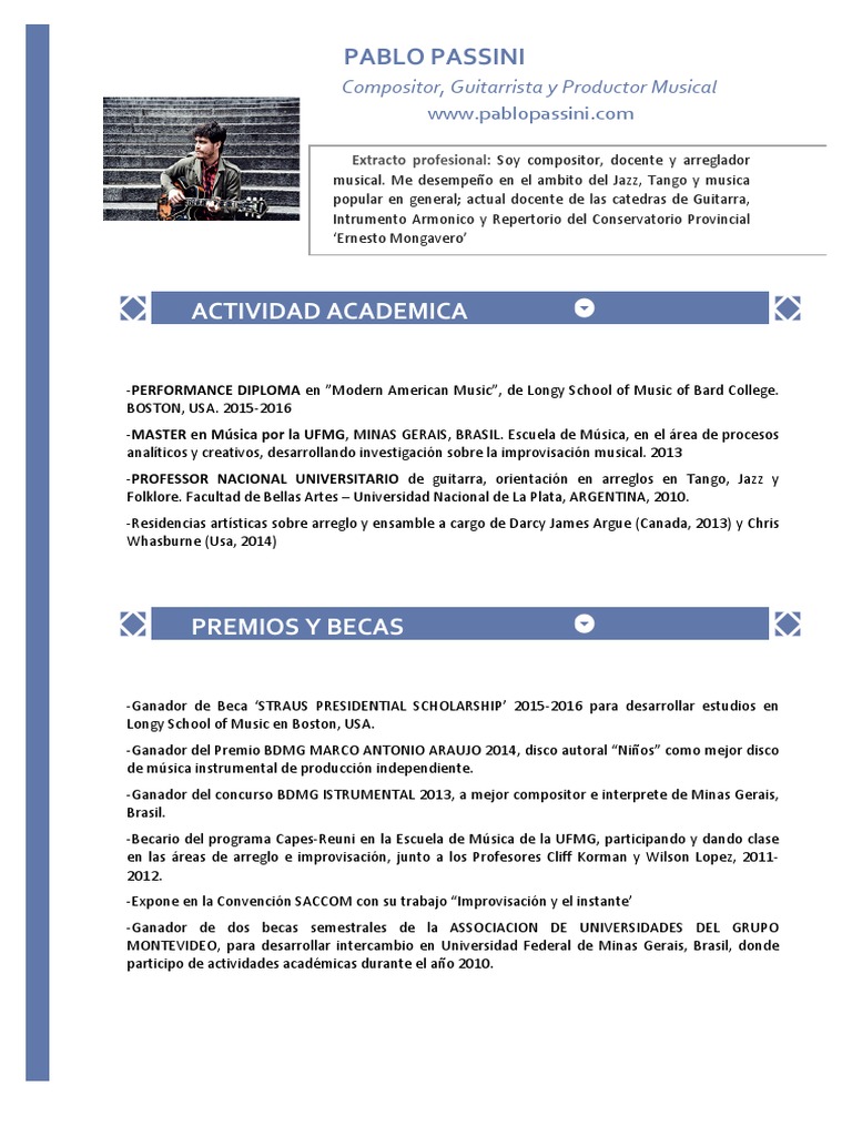 CV Pablo 2019 | PDF | Músicos | Las artes escénicas