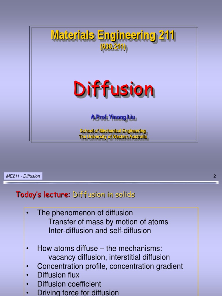 Materials Engineering 211: Diffusion | Download Free PDF | Diffusion | Solid
