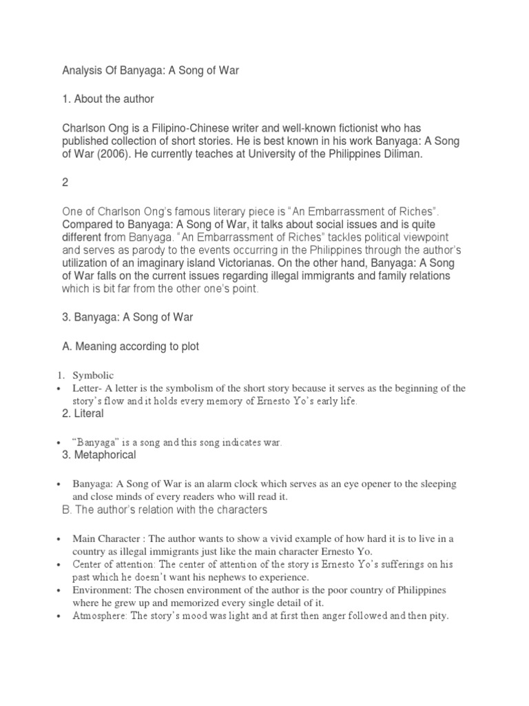 An In-Depth Analysis of Charlson Ong's Short Story "Banyaga: A Song of ...