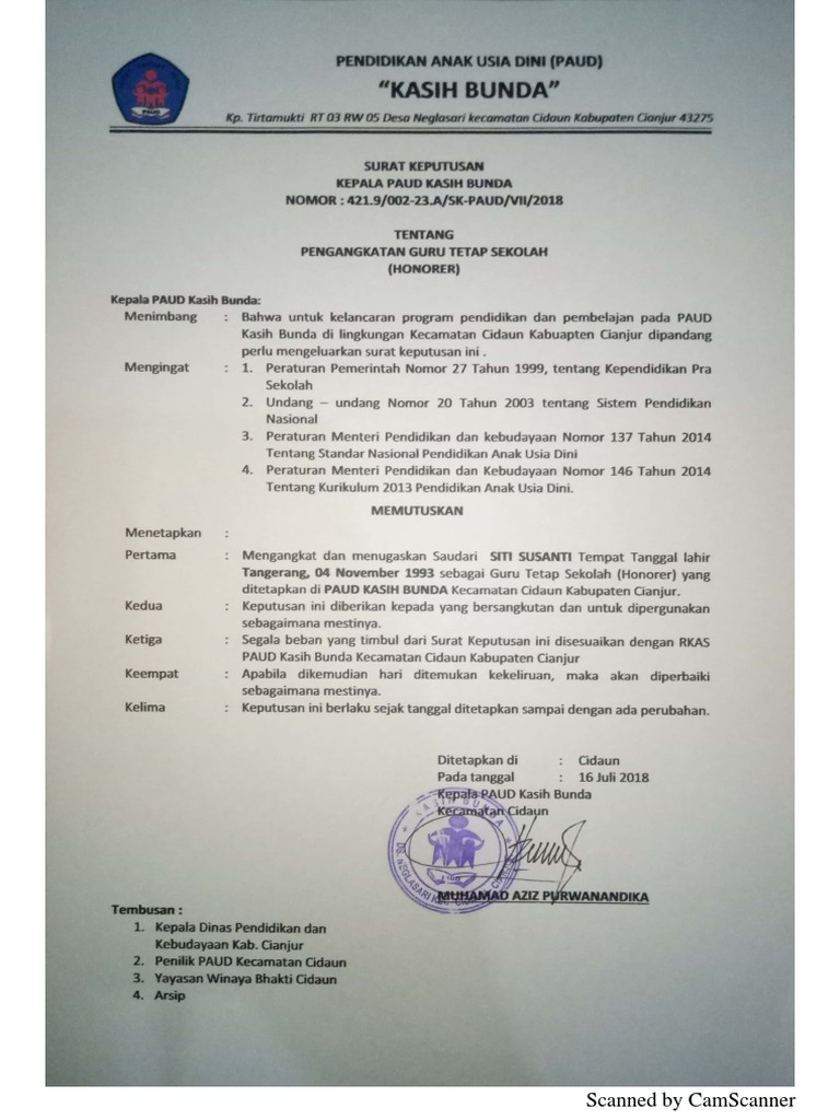 SK Pengangkatan PTK | PDF