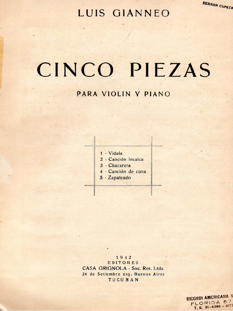 Gianneo, Luis - 5 Canciones para Violin y Piano 2 PDF | PDF