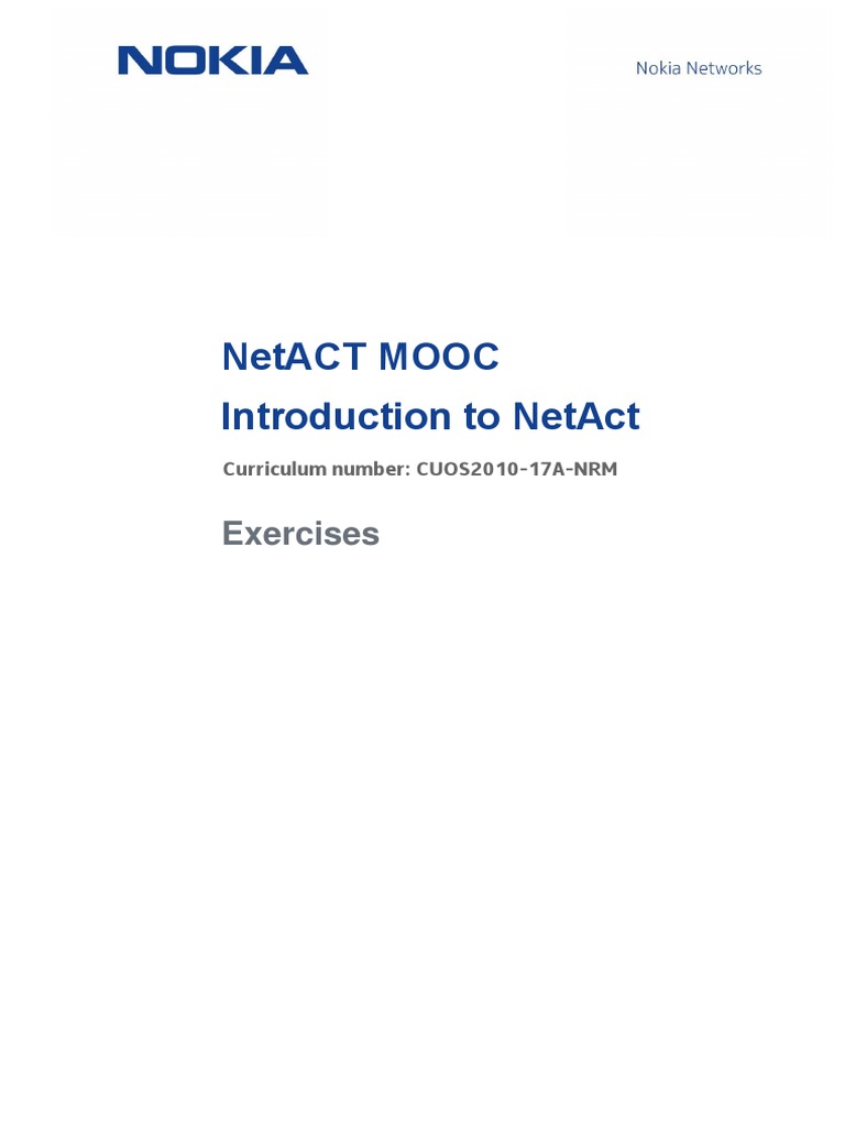 1-NetAct Overview Exercise (Week 1) | PDF | Tab (Gui) | Human–Computer Interaction