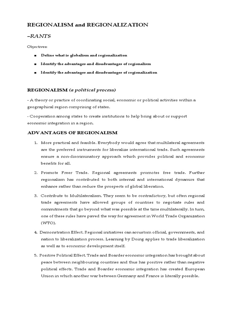 Regionalism and Regionalization | PDF | World Trade Organization | Free ...