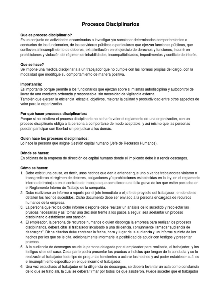 Procesos Disciplinarios: Una Guía Paso a Paso para Entender su ...